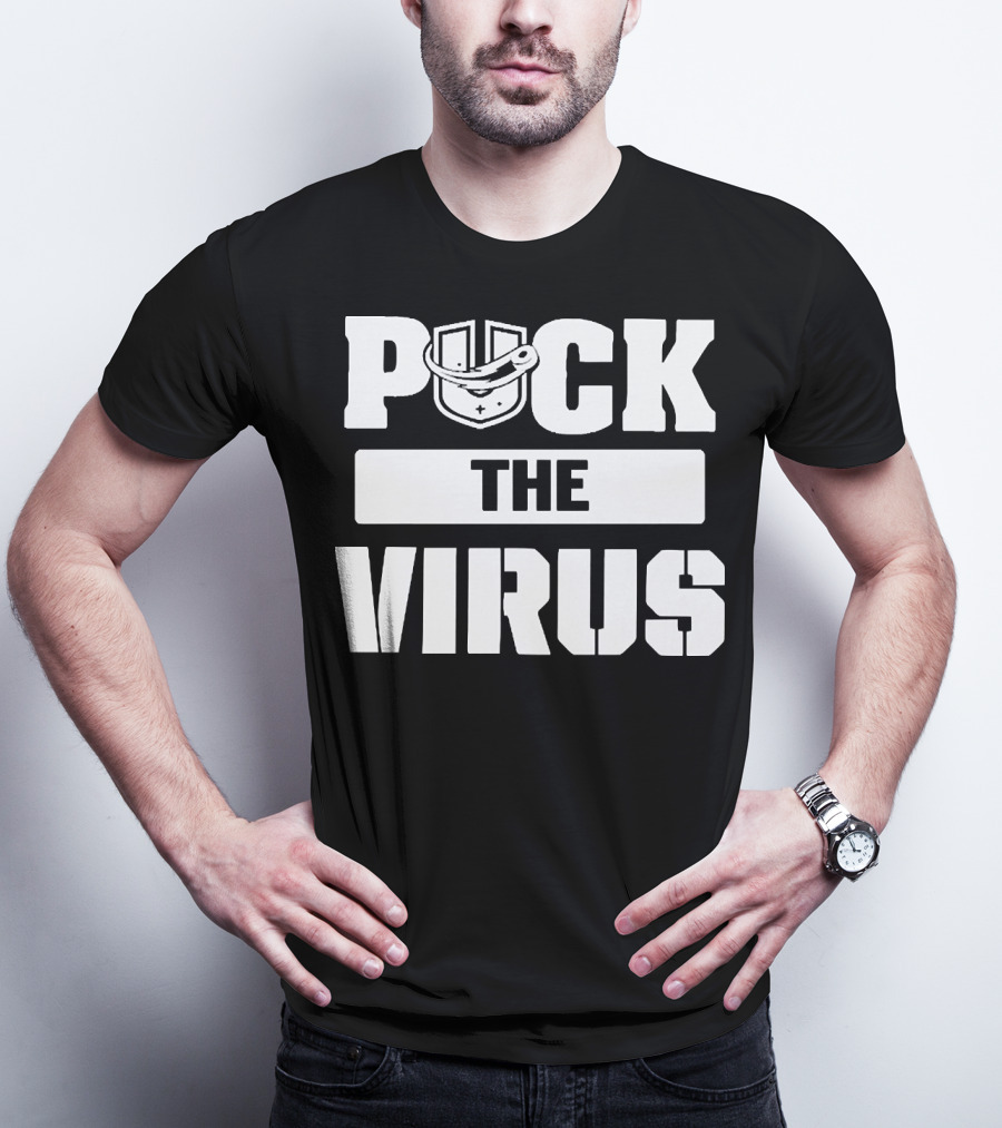 Puck The Virus Hockey Mask Sports Humorous Message T-Shirt