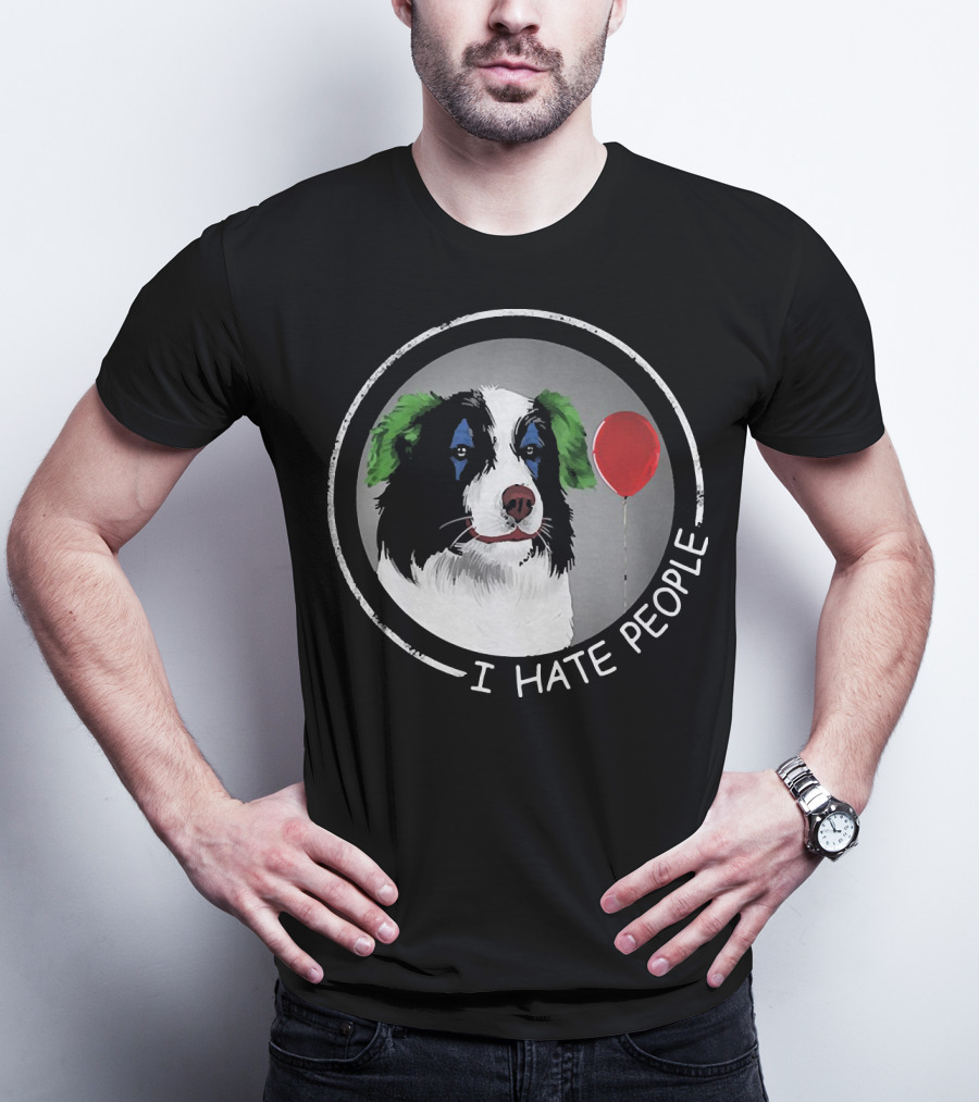 I Hate People Companion Dog With Red Balloon T-Shirt