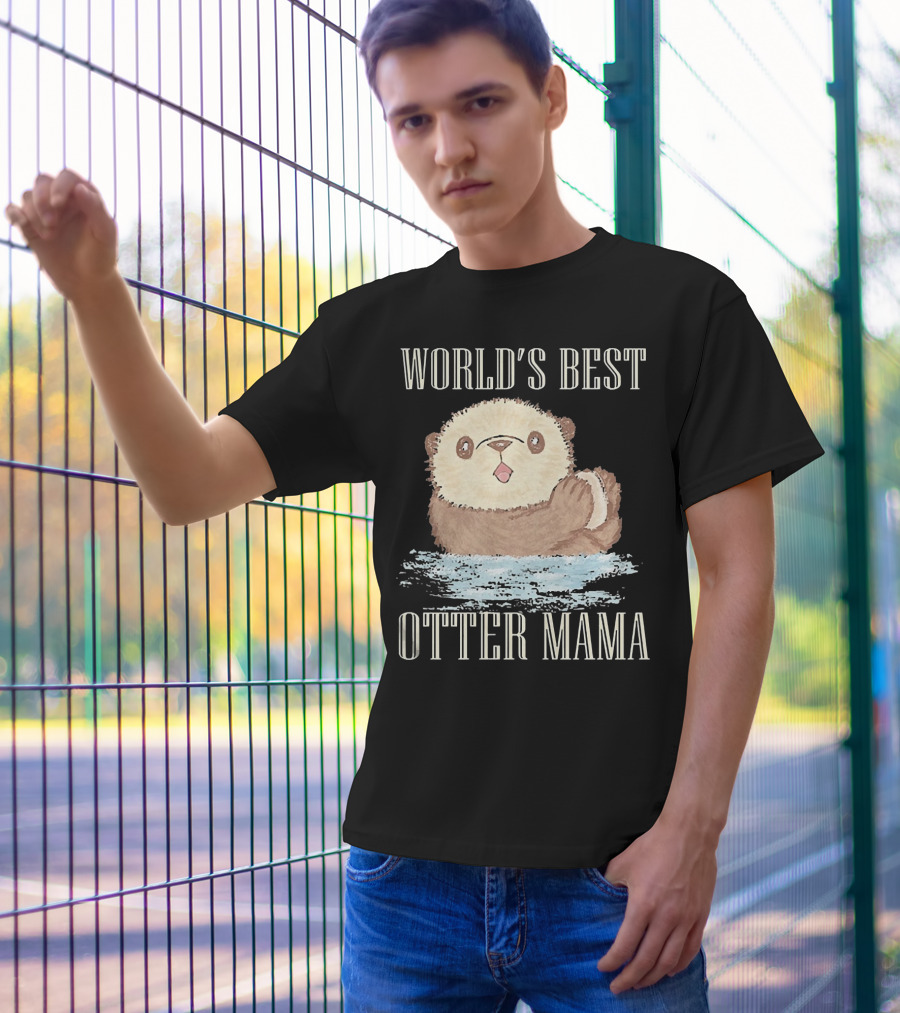 World's Best Otter Mama Cute Watercolor Otter T-Shirt