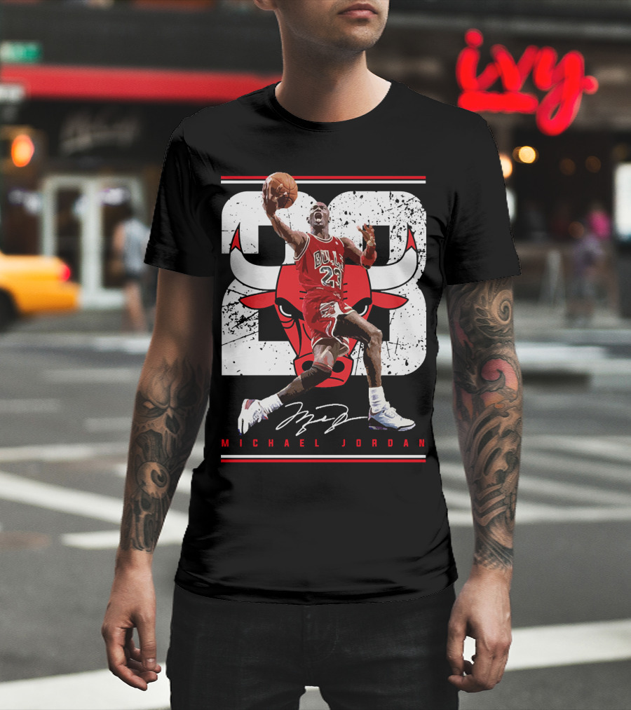 Michael Jordan Bulls 23 Iconic Dunk Signature T-Shirt