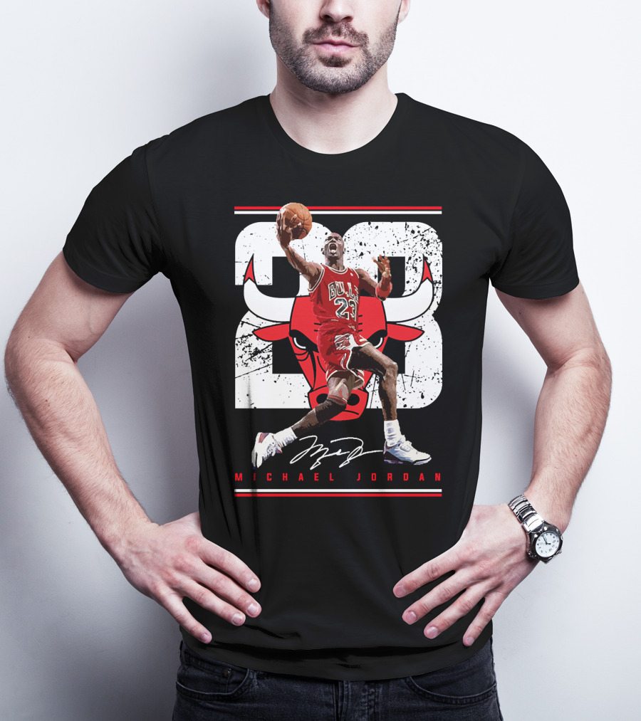 Michael Jordan Bulls 23 Iconic Dunk Signature T-Shirt