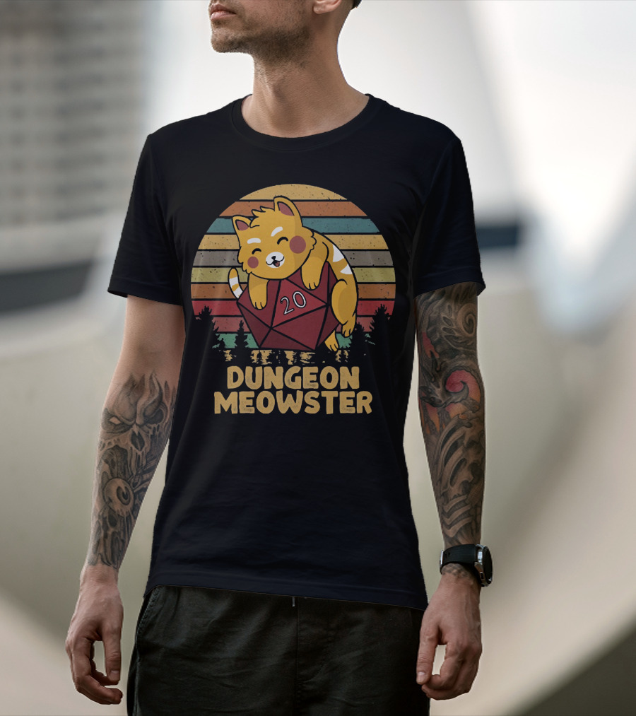Dungeon Meowster Cat With D20 Dice T-Shirt