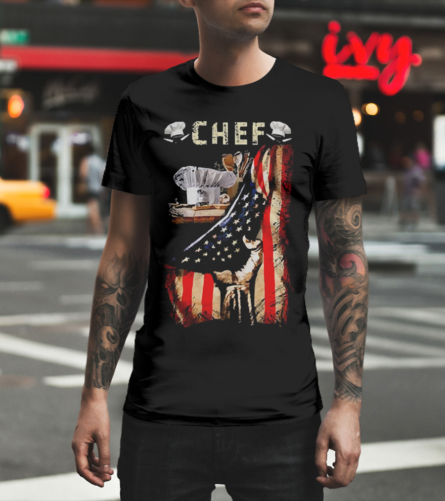 CHEF Proud American Flag Culinary Passion T-Shirt