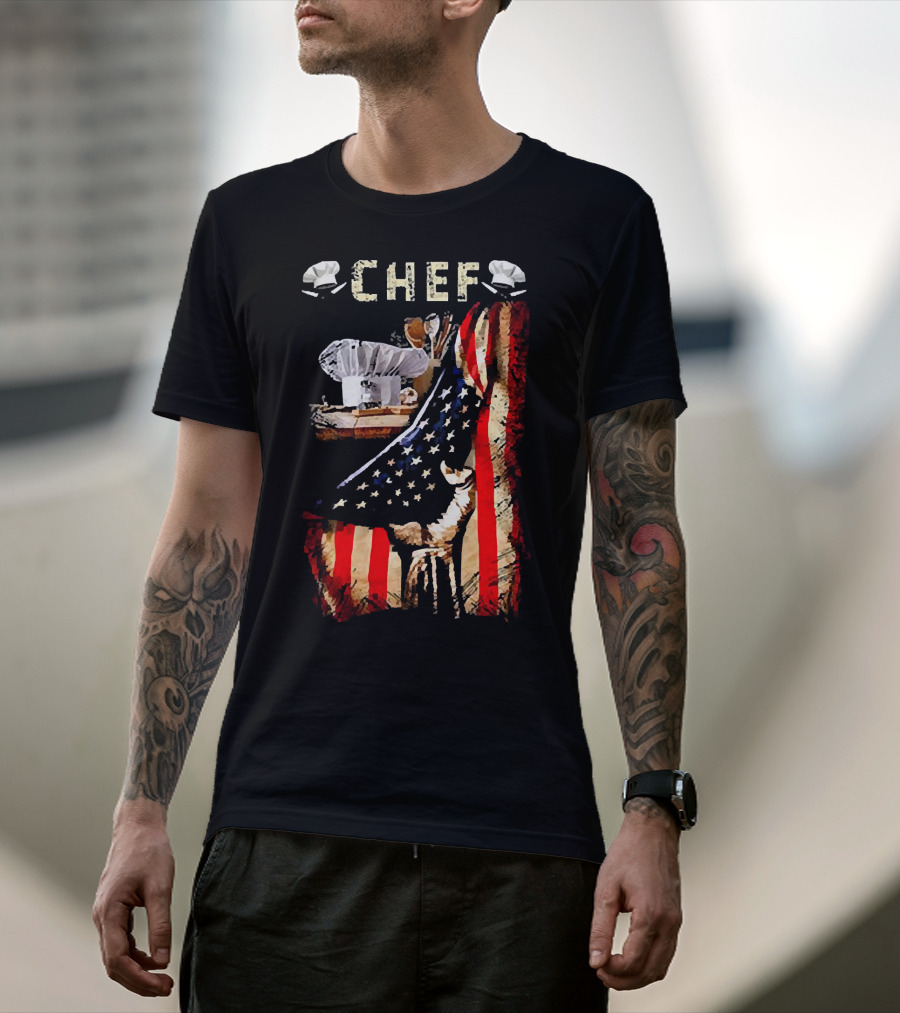 CHEF Proud American Flag Culinary Passion T-Shirt