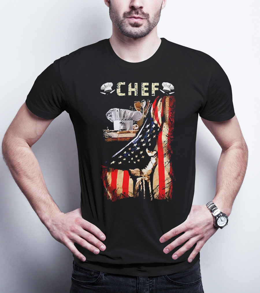 CHEF Proud American Flag Culinary Passion T-Shirt