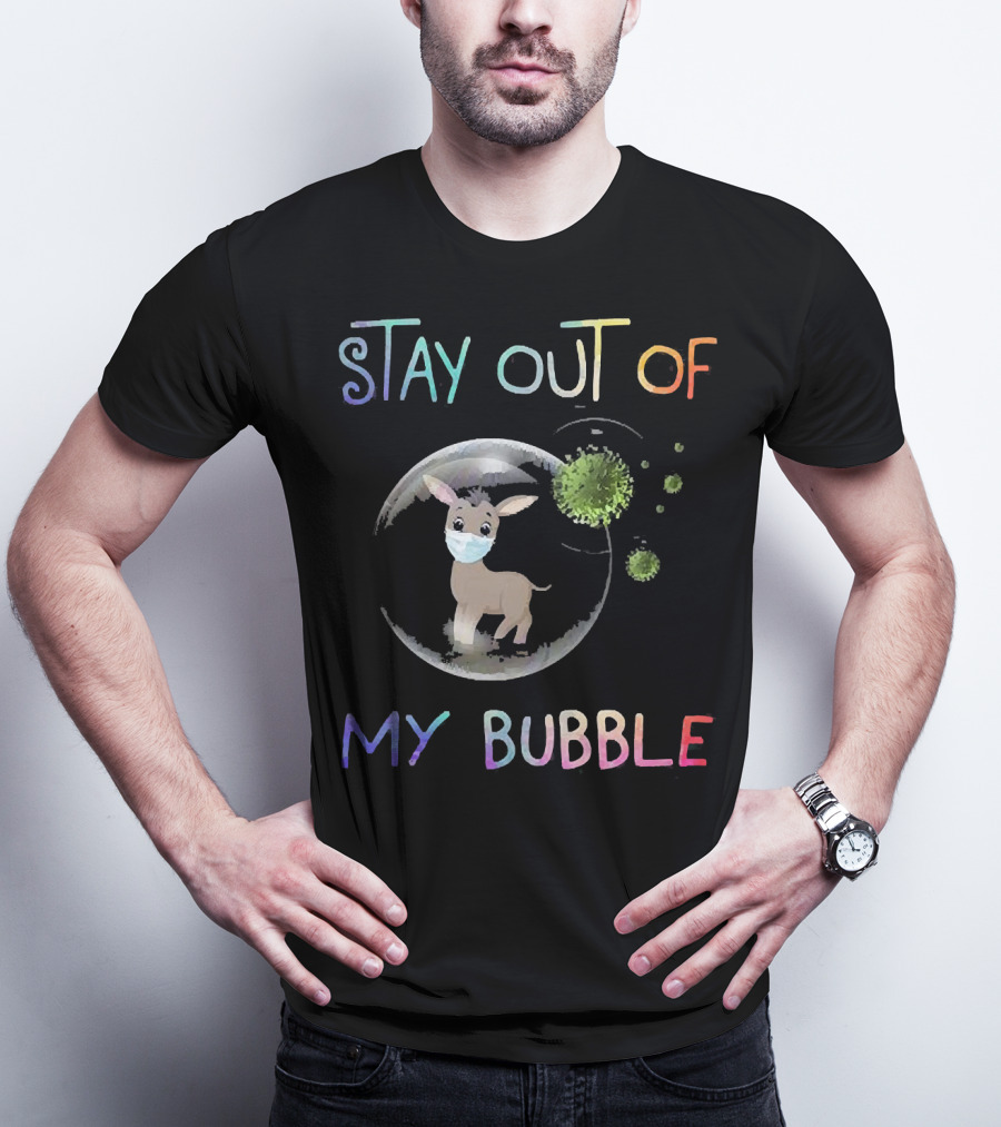 Stay Out Of My Bubble Fawn Wearing Mask Inside Bubble With Virus Particles T-Shirt