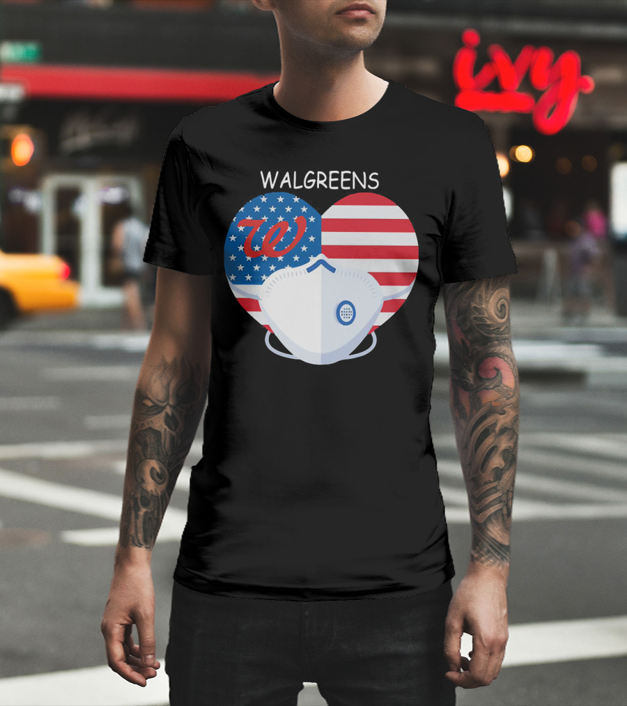 Walgreens Heart American Flag Face Mask T-Shirt