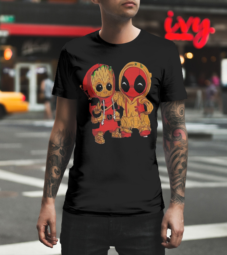 Baby Groot And Baby Deadpool Hoodie Friends T-Shirt