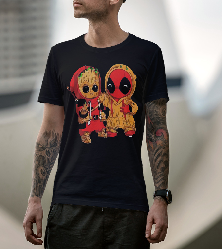 Baby Groot And Baby Deadpool Hoodie Friends T-Shirt