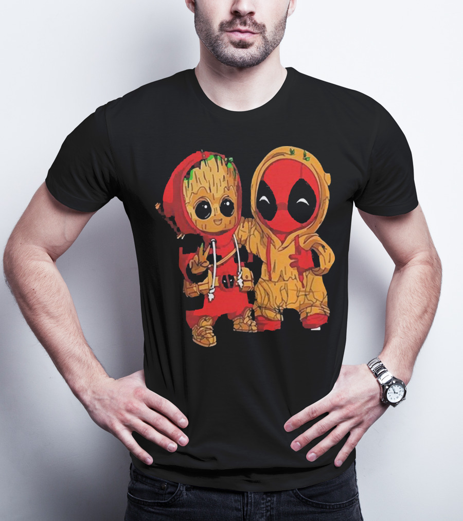 Baby Groot And Baby Deadpool Hoodie Friends T-Shirt
