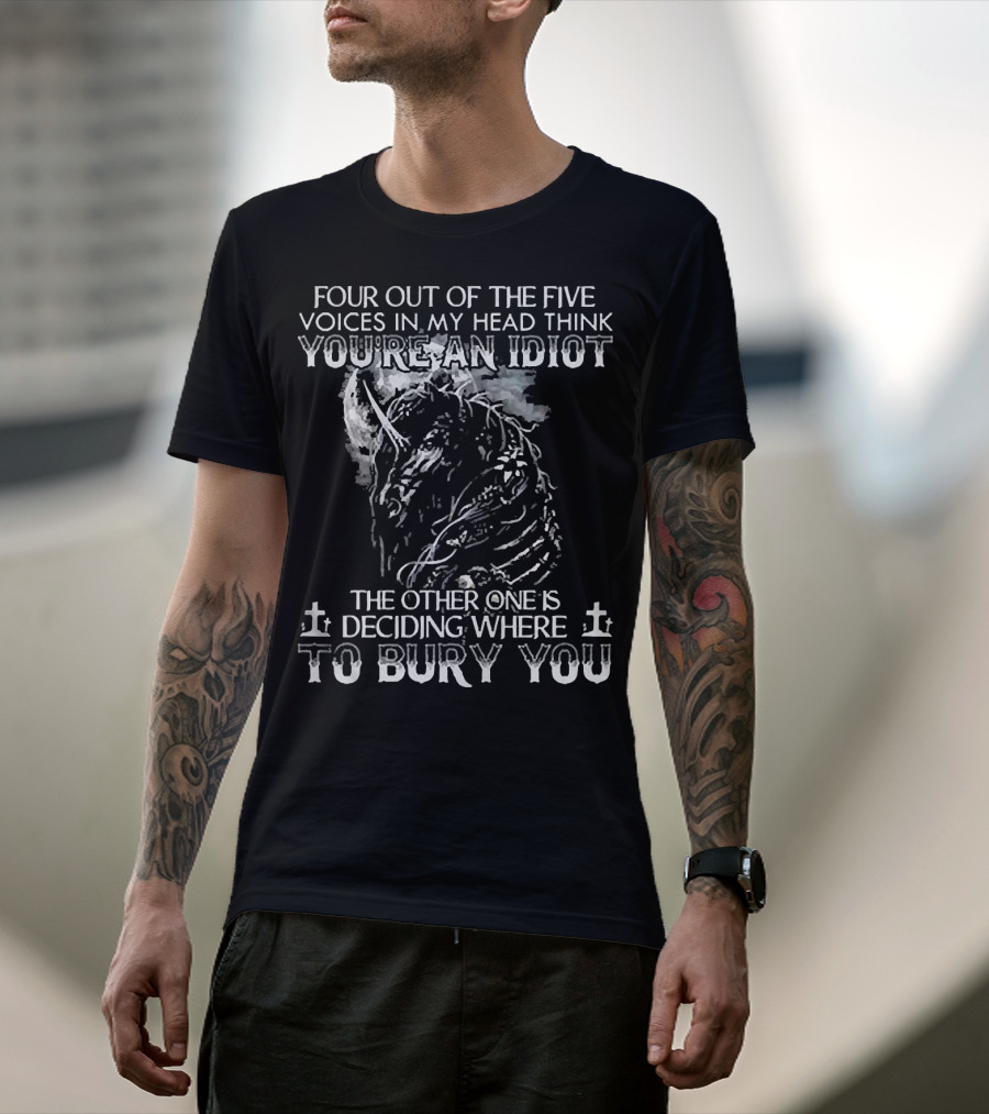 Four Out Of The Five Voices In My Head Think You're An Idiot Skull Unicorn Diamond T-Shirt