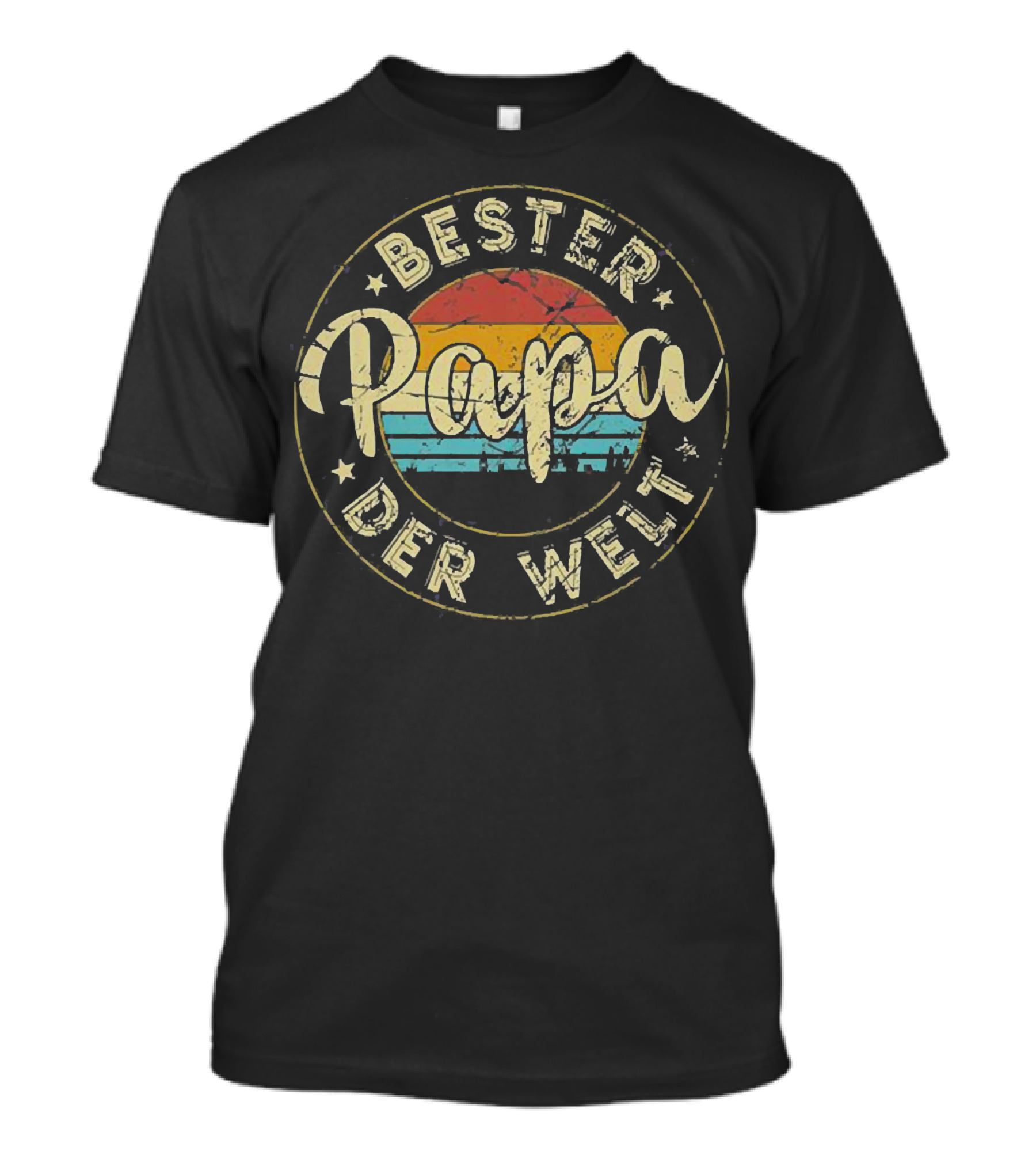 Bester Papa Der Welt Vintage Sunset Circle Emblem T-Shirt
