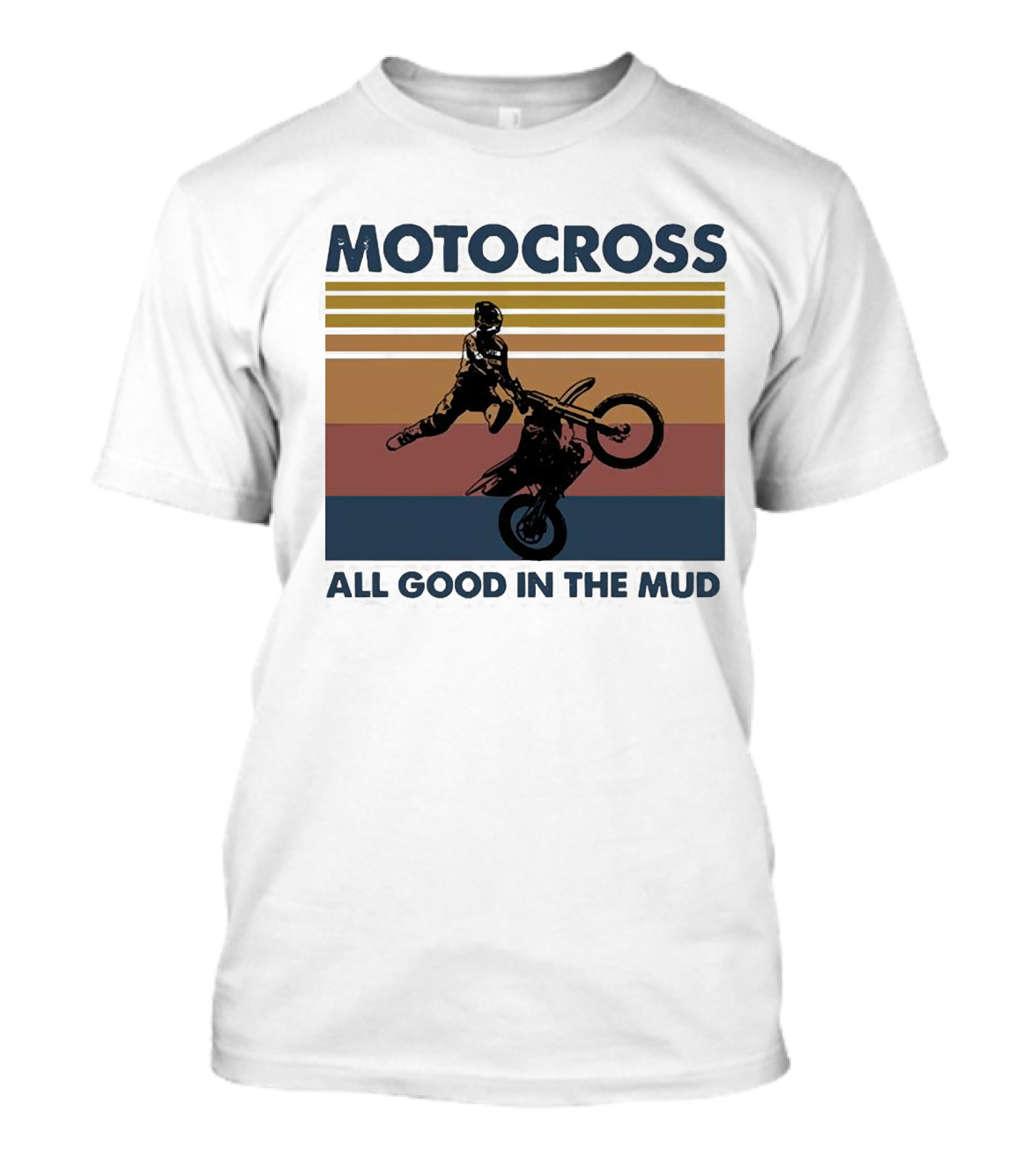 Motocross All Good In The Mud Retro Rider Stripes T-Shirt