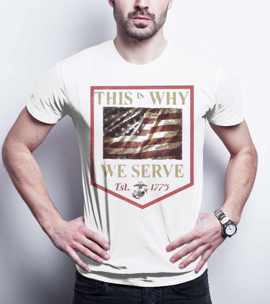 This Is Why We Serve Est 1775 American Flag And Eagle Emblem T-Shirt