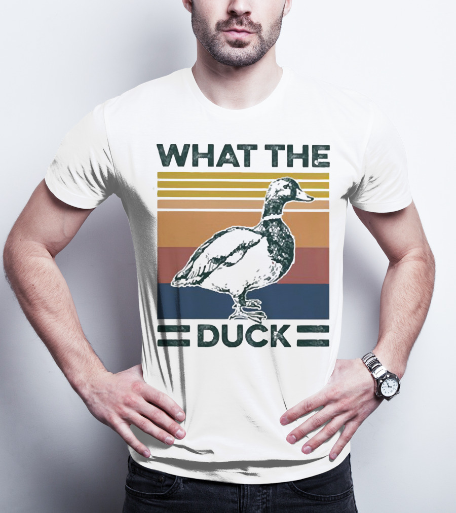 What The Duck Vintage Style Retro Stripes Duck Image T-Shirt