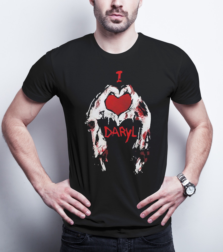 I Love Daryl The Walking Dead Zombie Heart Wings T-Shirt