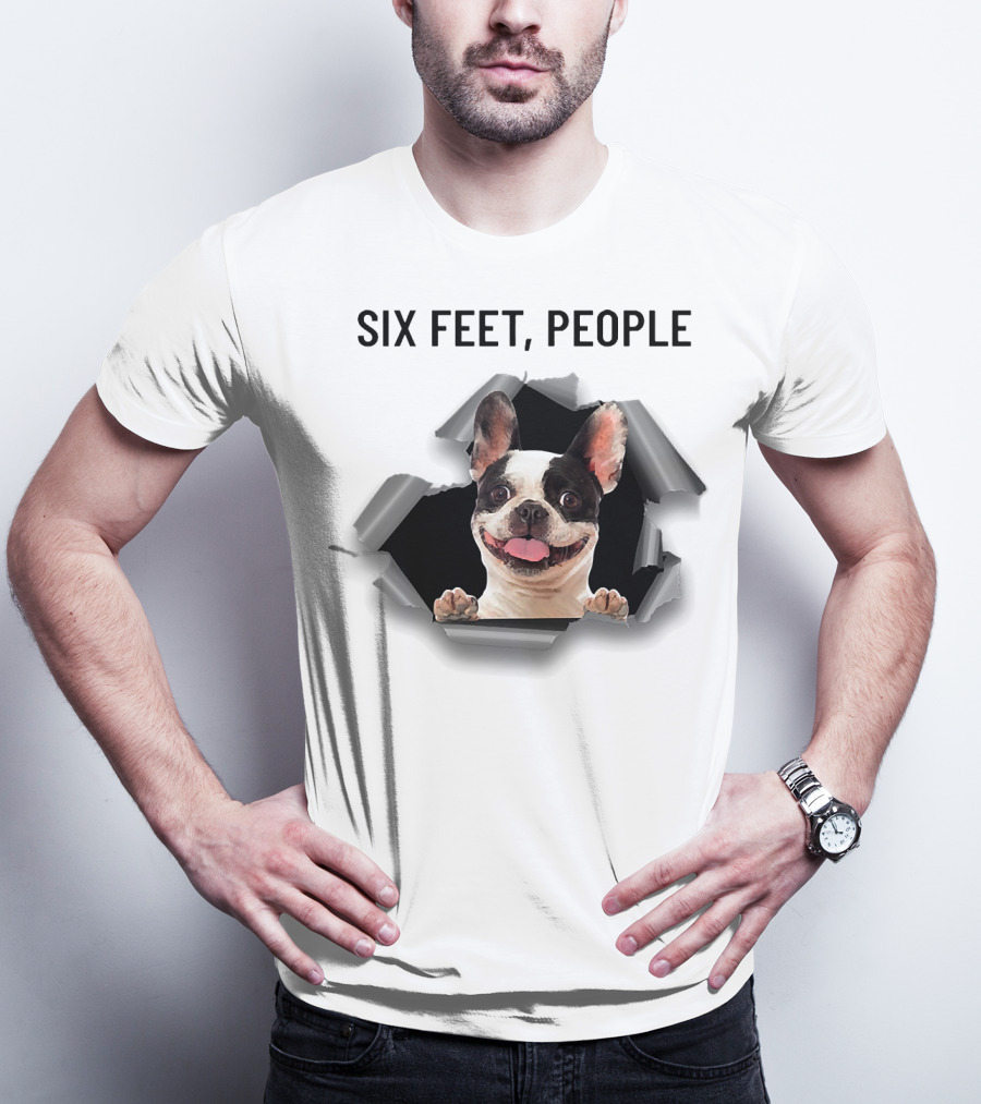French Bulldog Breaking Through Six Feet People Ripper T-Shirt