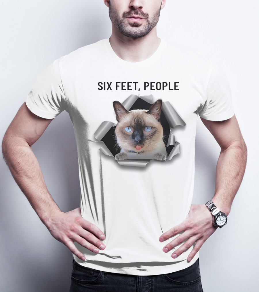 Siamese Cat Six Feet People Torn Ripper T-Shirt