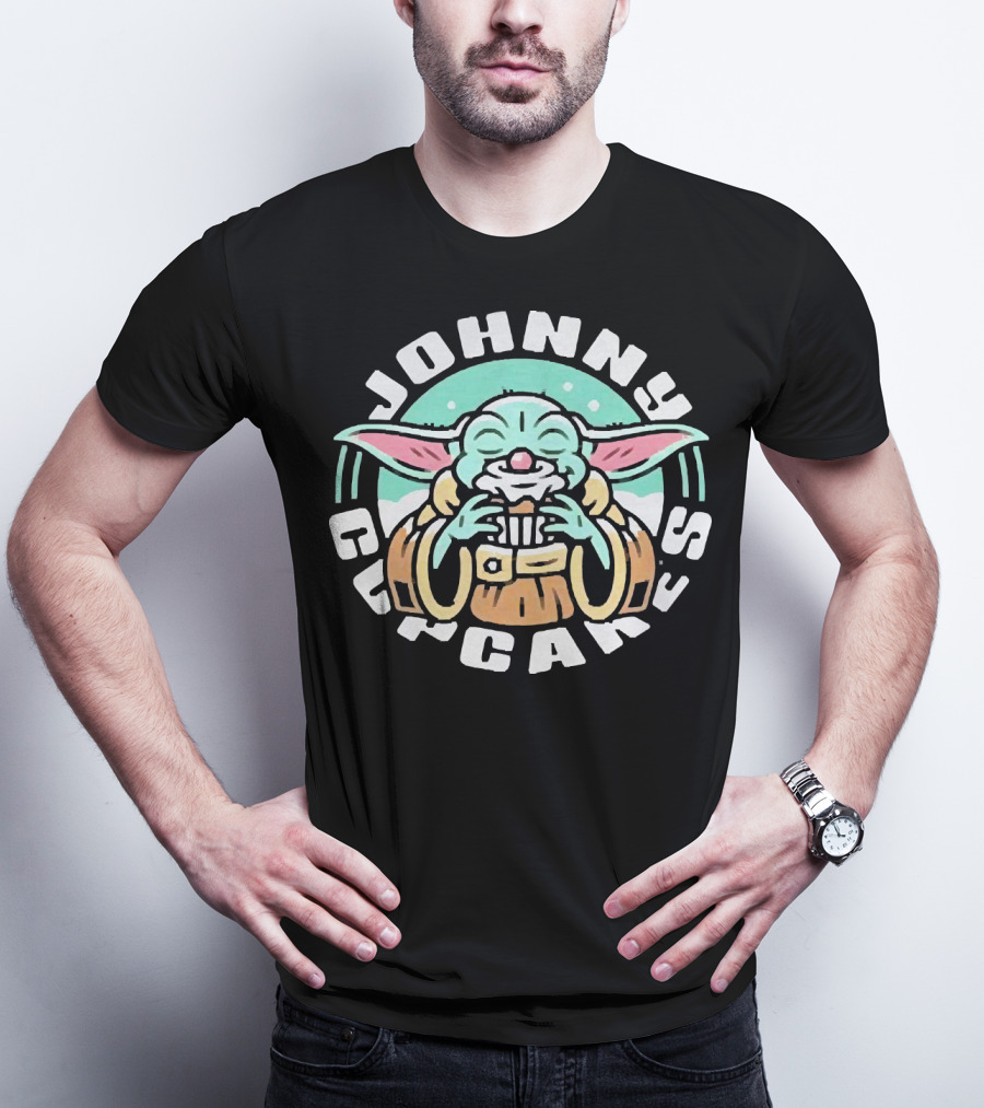 Johnny Cupcakes Baby Yoda Enjoying Cupcake T-Shirt
