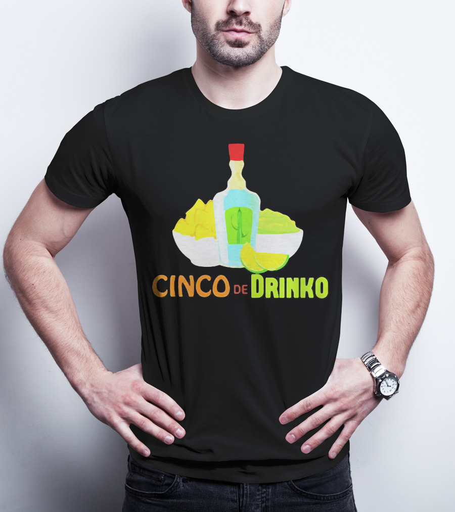 Cinco De Drinko Cinco De Mayo Wine Lemon Cocktail Bottle Lime Chips T-Shirt