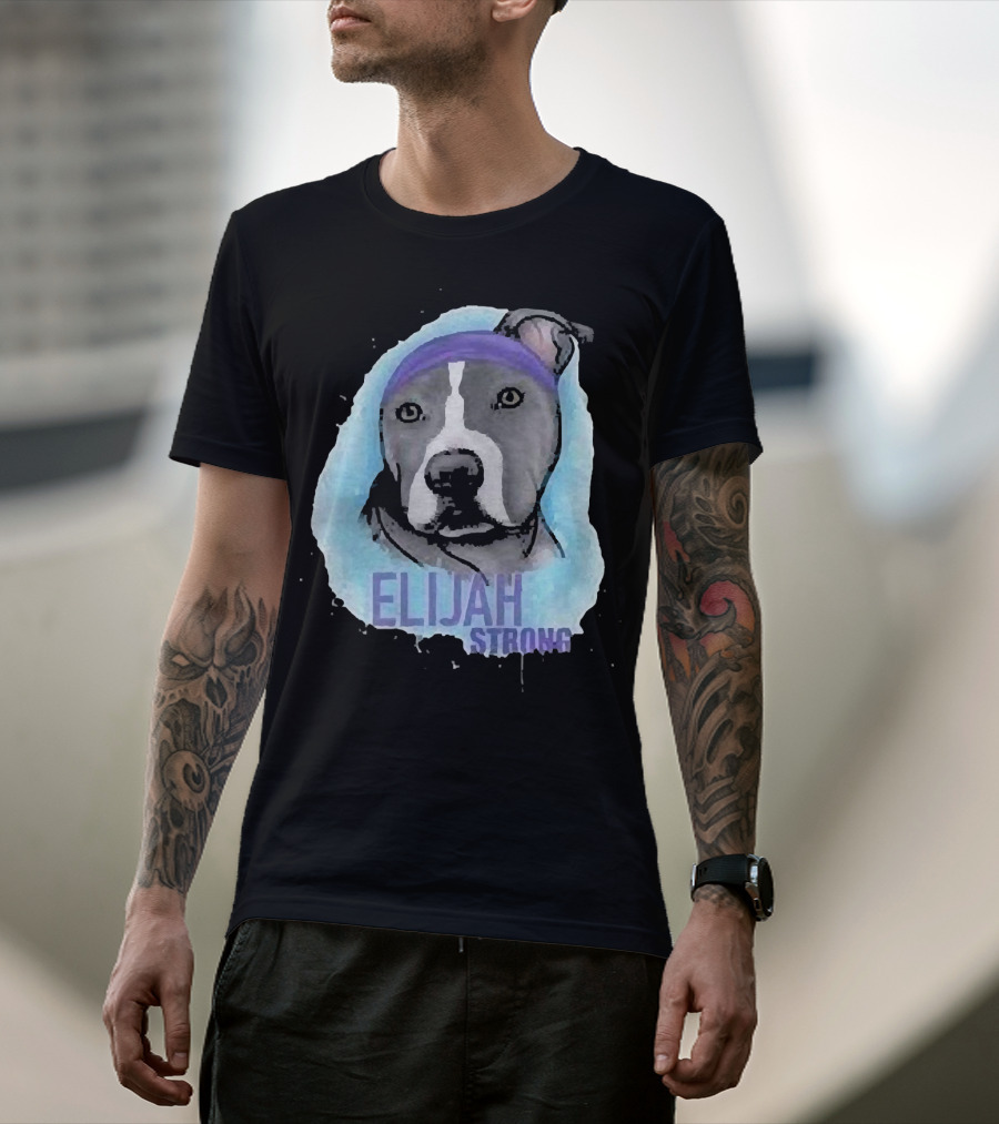 Elijah Strong Watercolor Dog Portrait In Purple Bandana T-Shirt