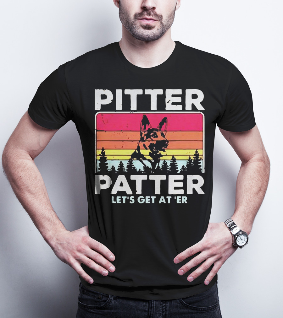 Pitter Patter German Shepherd Let's Get At 'Er Vintage Sunset Forest T-Shirt