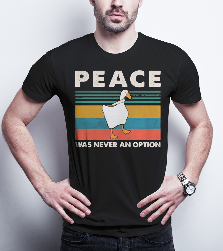 Peace Was Never An Option Goose Walking On Colorful Stripes T-Shirt