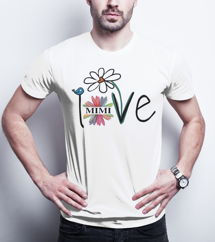 Mimi Love Floral Heart Woman Mom Life T-Shirt