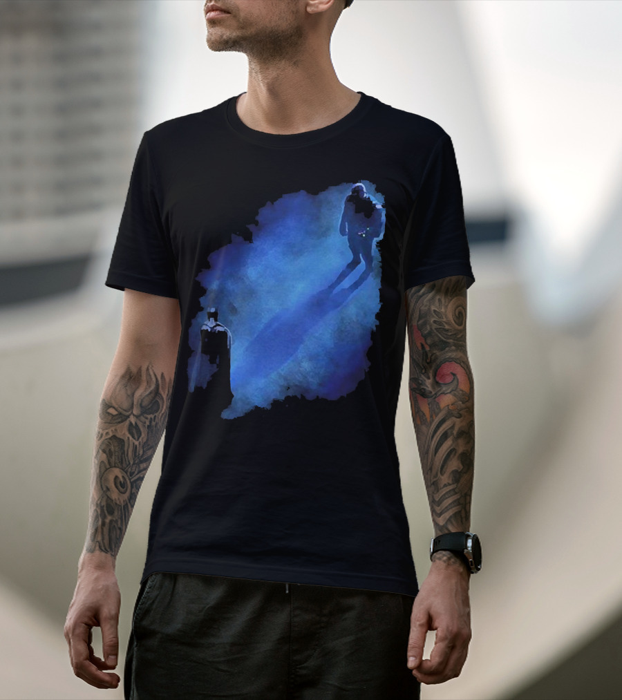 Batman Versus Thanos Blue Shadow Showdown T-Shirt