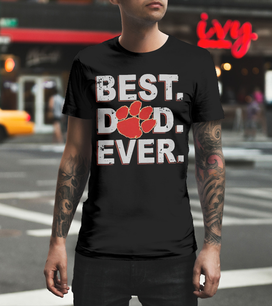Best Dad Ever Clemson Paw Prints T-Shirt
