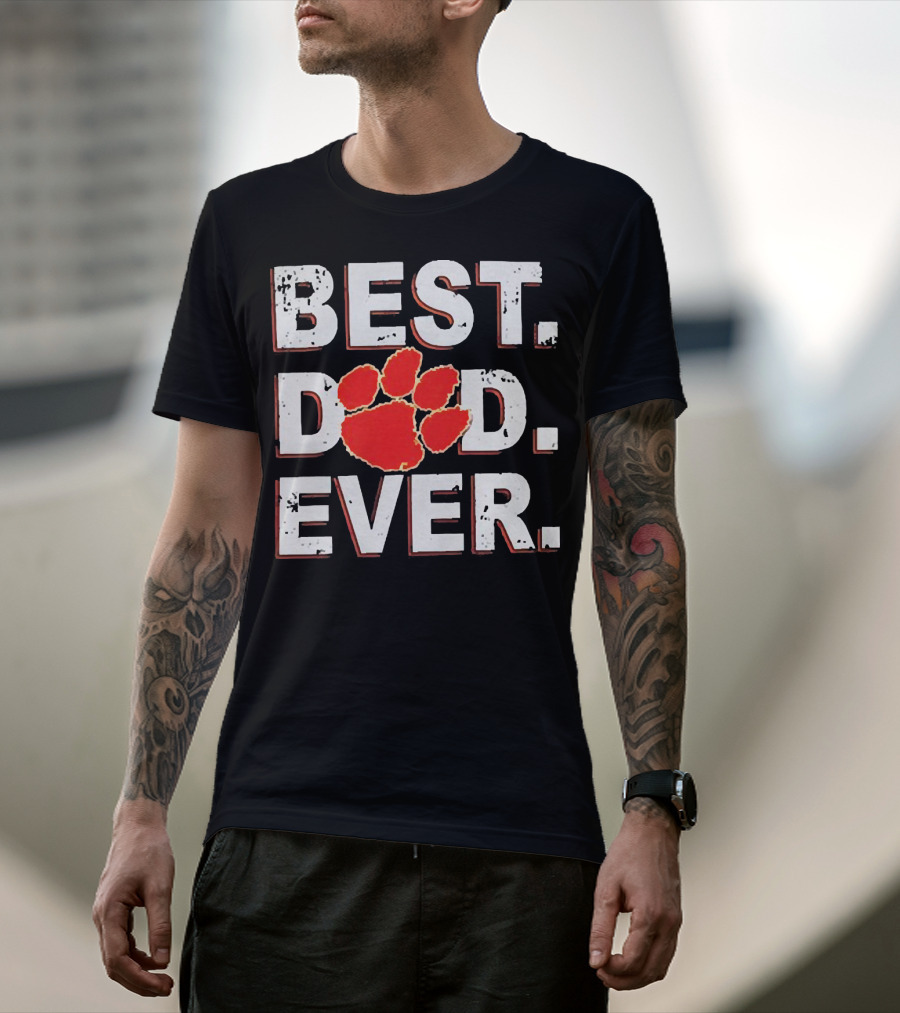 Best Dad Ever Clemson Paw Prints T-Shirt