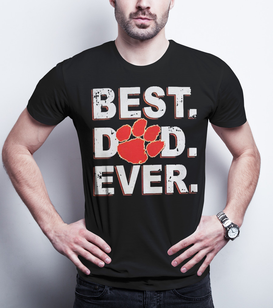 Best Dad Ever Clemson Paw Prints T-Shirt