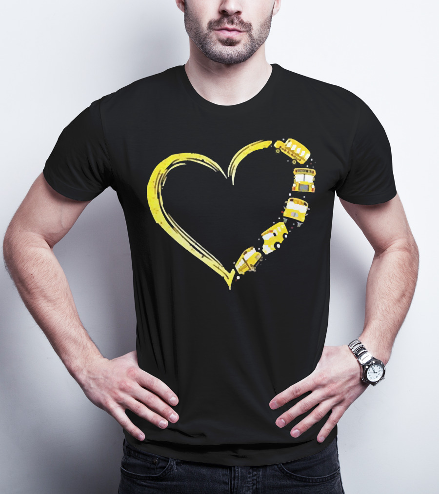 Heart-Shaped Yellow School Bus Journey Love Back To School T-Shirt