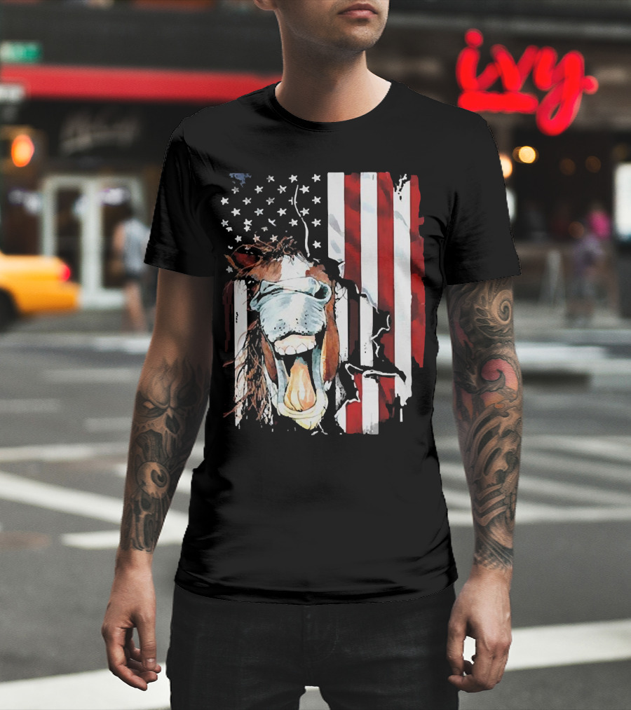 Horse Face American Flag Heritage T-Shirt