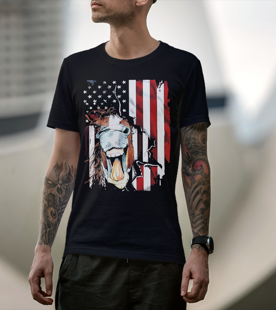 Horse Face American Flag Heritage T-Shirt