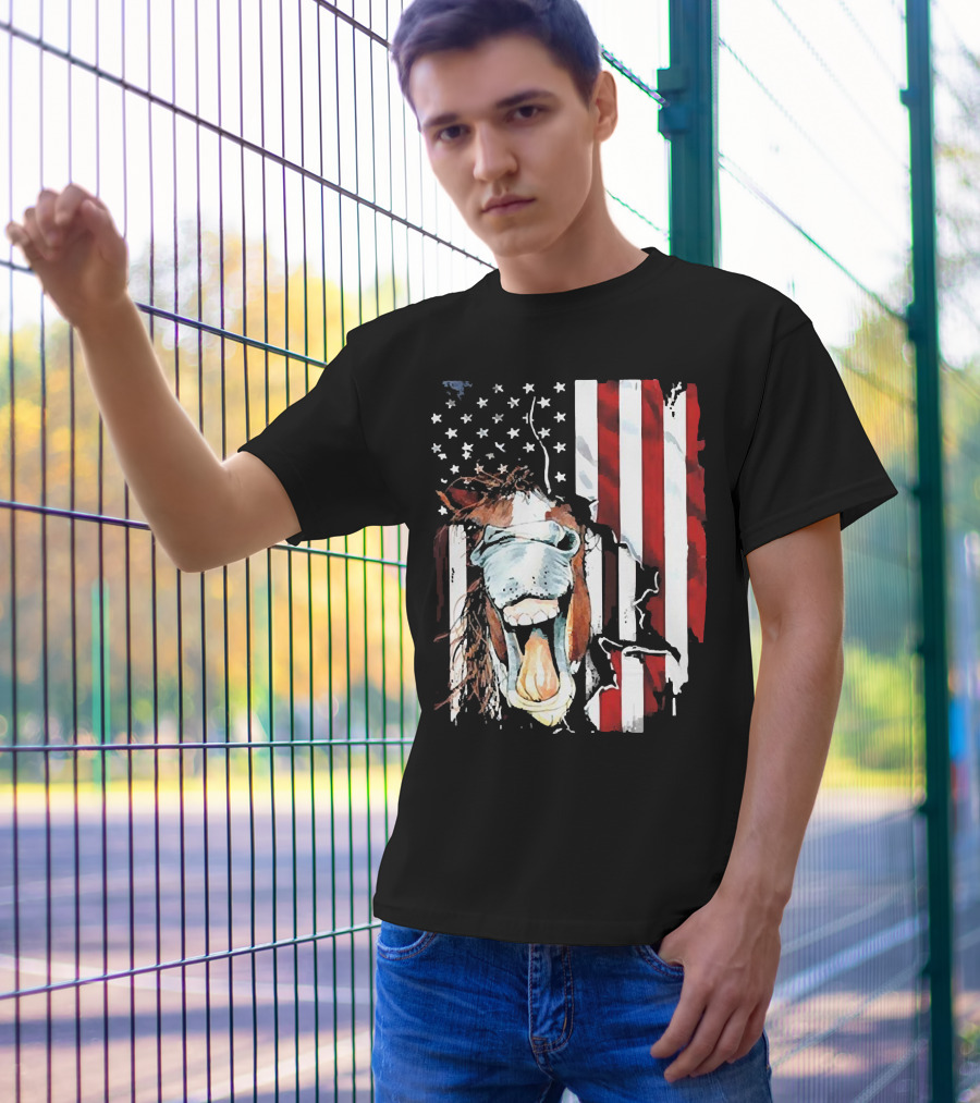 Horse Face American Flag Heritage T-Shirt