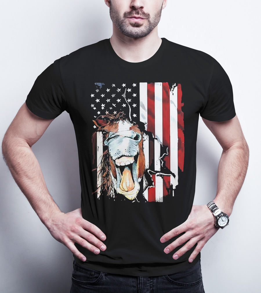 Horse Face American Flag Heritage T-Shirt