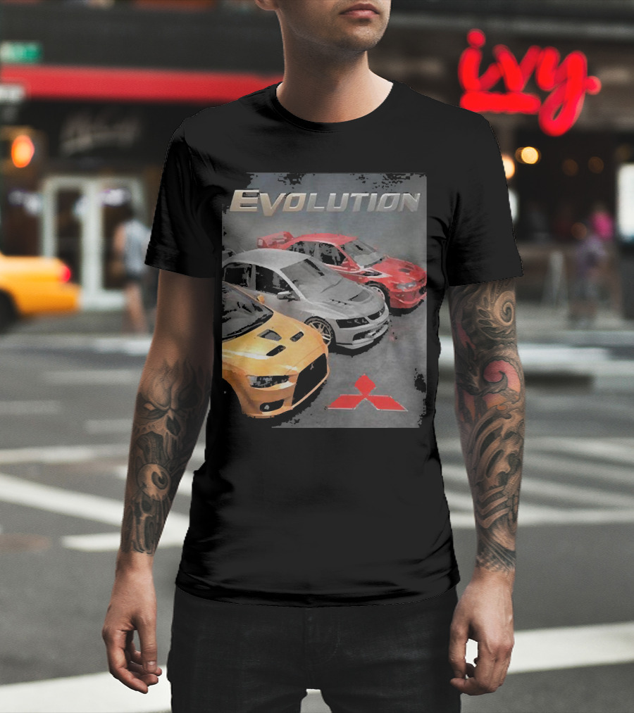 Mitsubishi Evolution Cars With Iconic Red T-Shirt