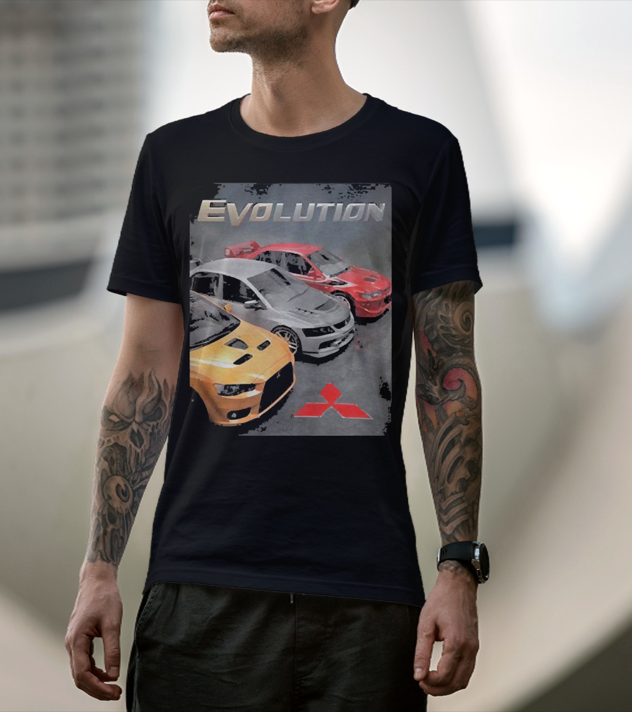 Mitsubishi Evolution Cars With Iconic Red T-Shirt
