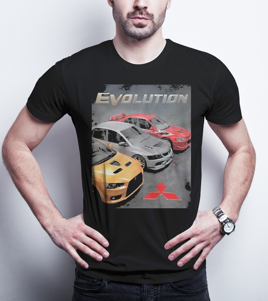 Mitsubishi Evolution Cars With Iconic Red T-Shirt