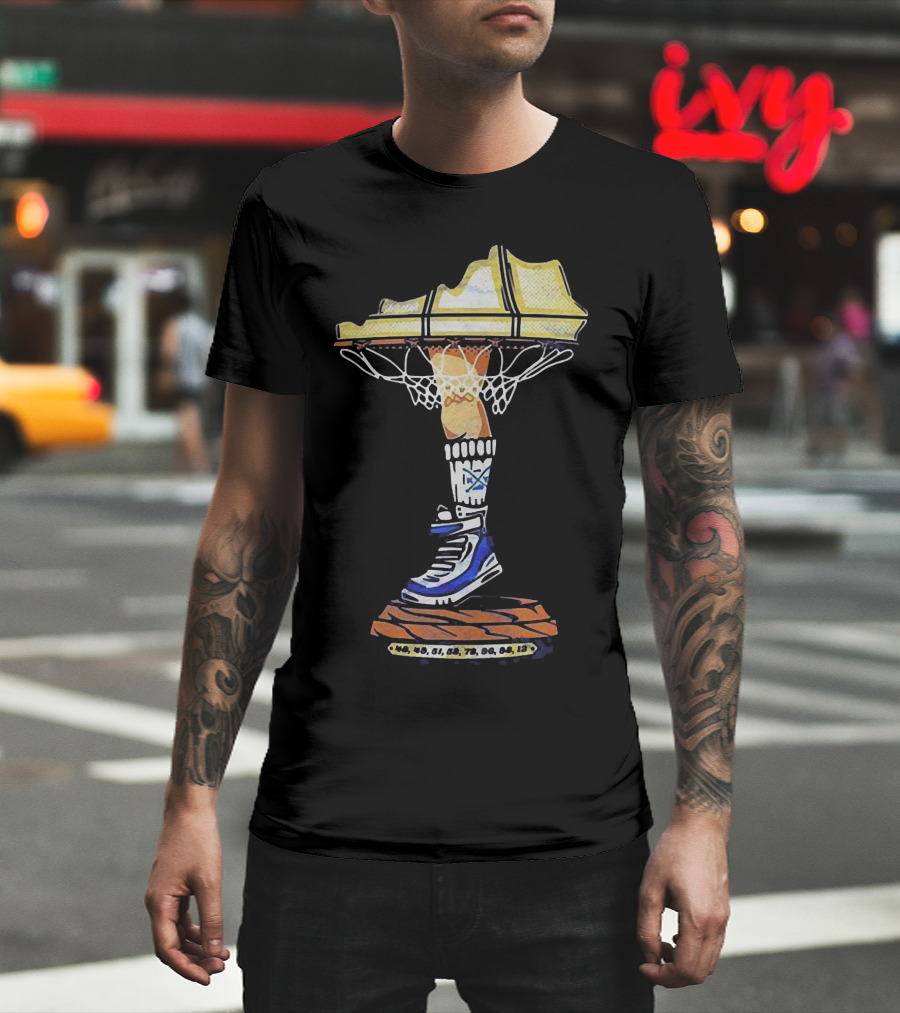 Kentucky Basketball Shoe Leg Lamp With State Map And Hoop T-Shirt