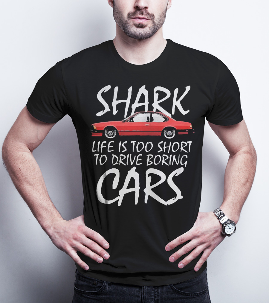 Shark Life Is Too Short To Drive Boring Cars Red Vintage Car T-Shirt