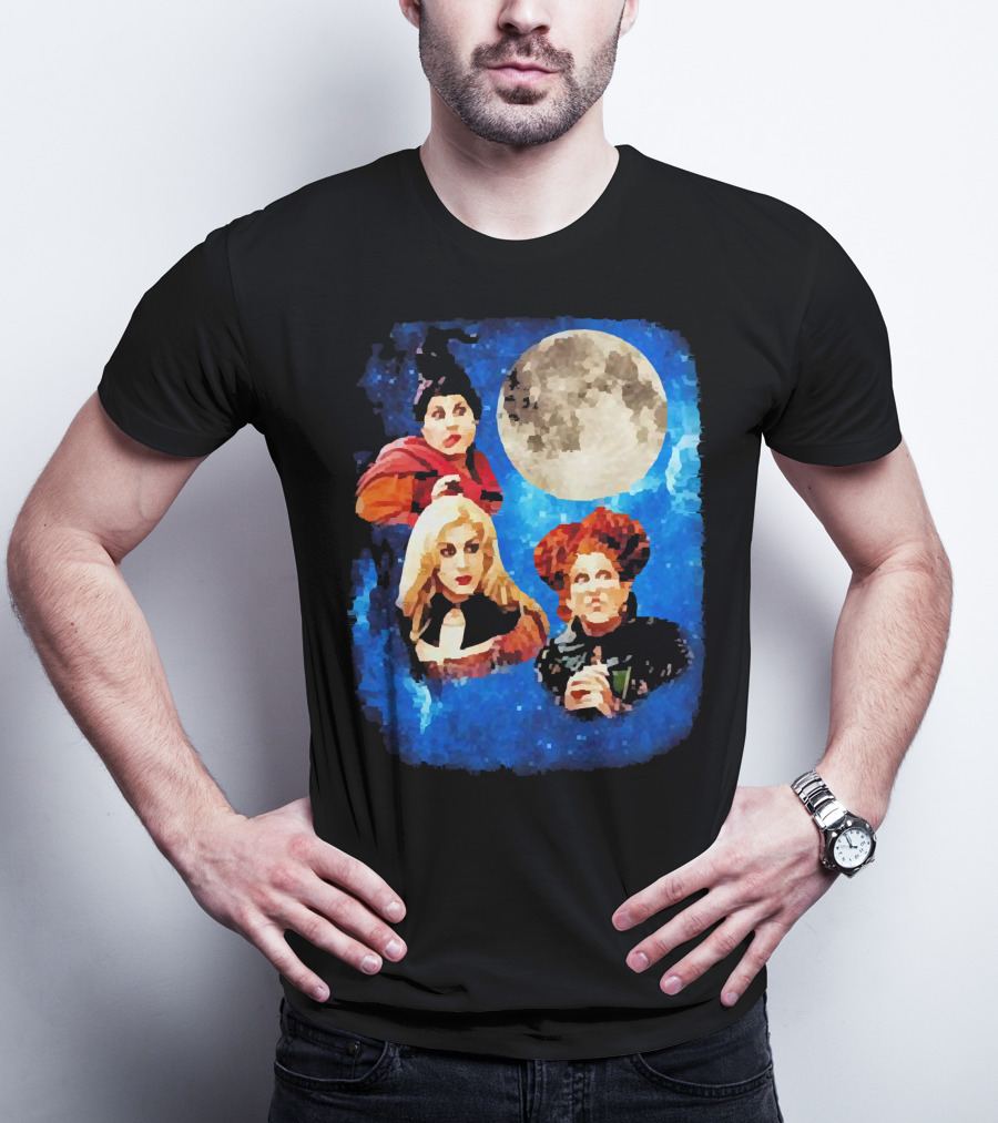 Three Hocus Pocus Moon Sanderson Sisters Night Sky T-Shirt