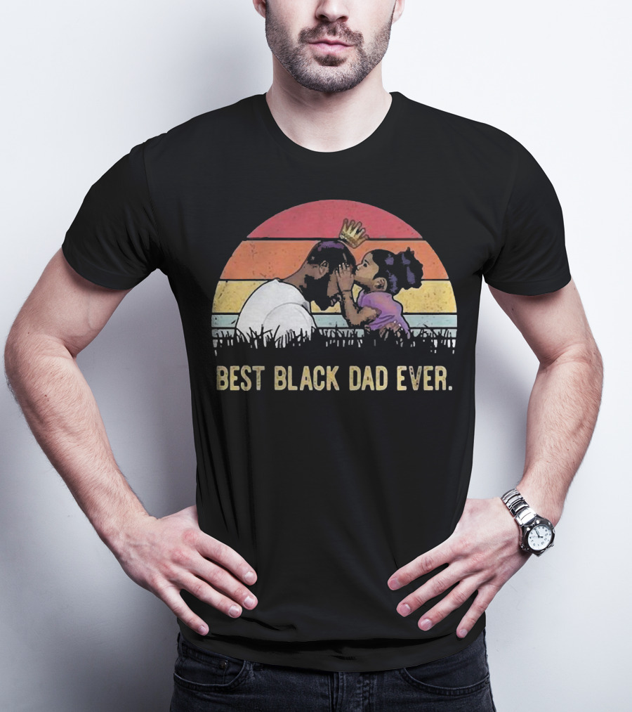 Best Black Dad Ever Vintage Sunset Father And Daughter T-Shirt