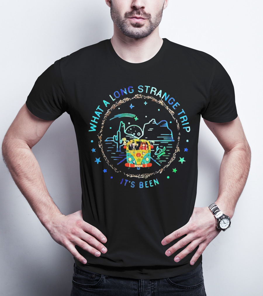 What A Long Strange Trip It's Been Hippie Bus Desert Night Peaceful Journey T-Shirt