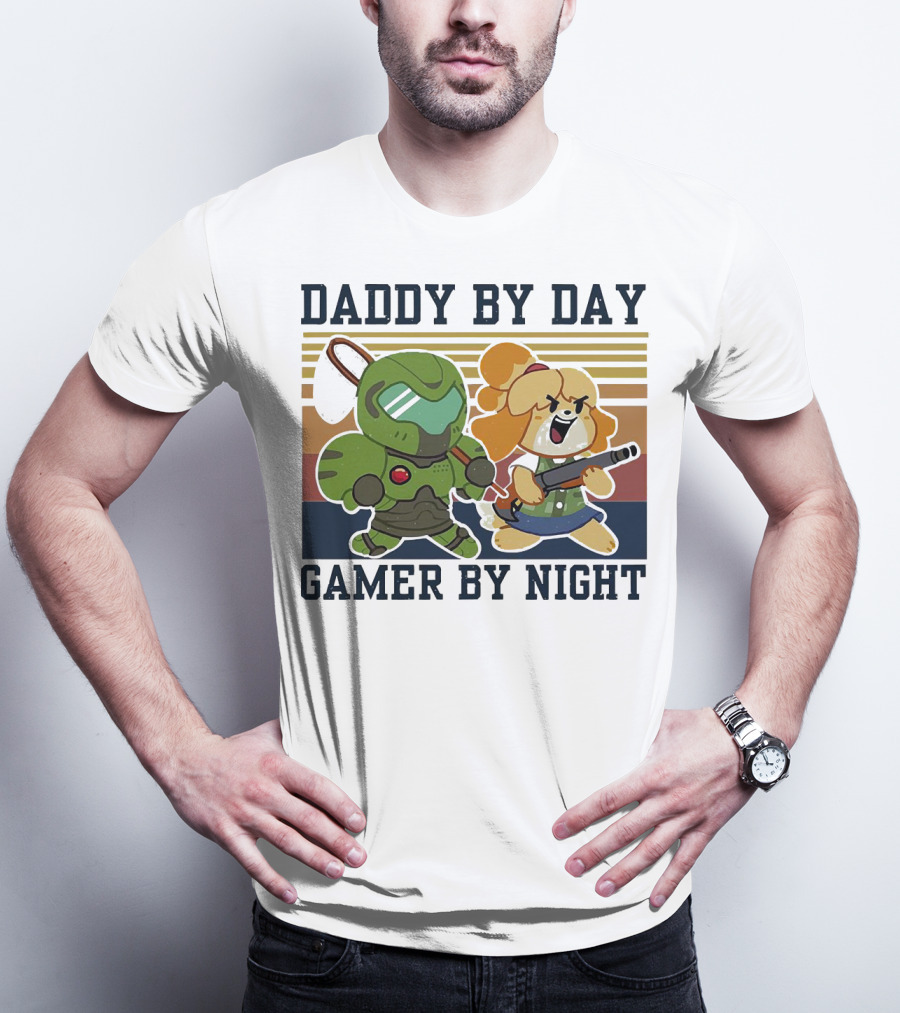 Daddy By Day Gamer By Night Doomguy Isabelle Crossover T-Shirt