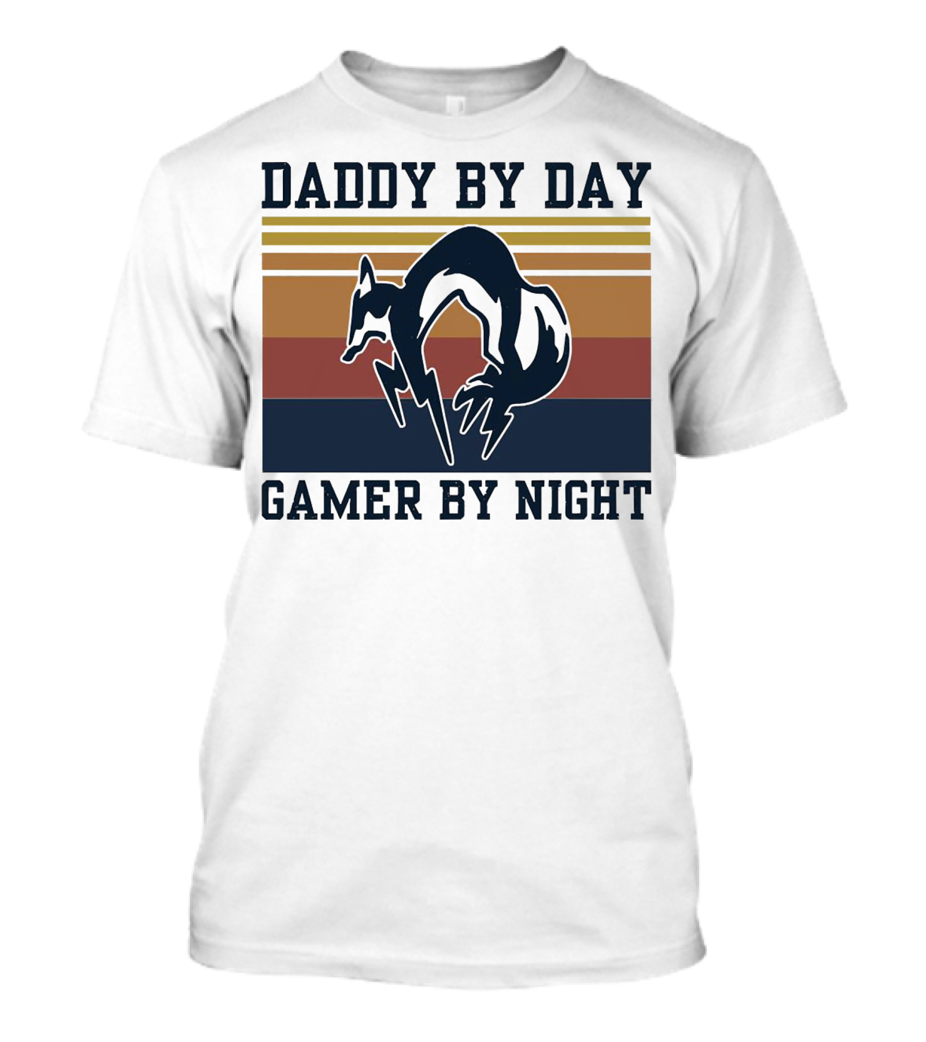 Daddy By Day Gamer By Night Retro Foxhound T-Shirt
