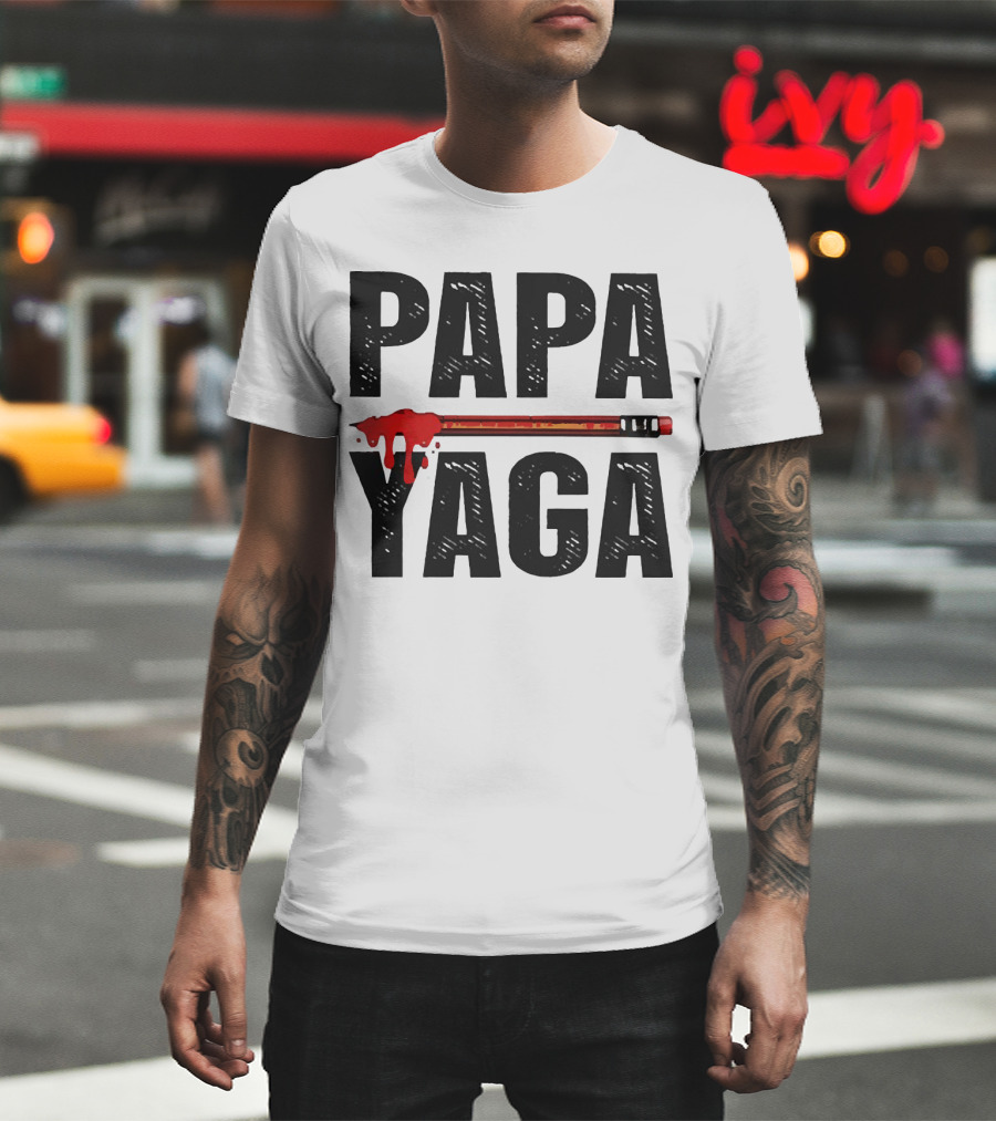 Pencil Papa Yaga Blood Dripping Text T-Shirt