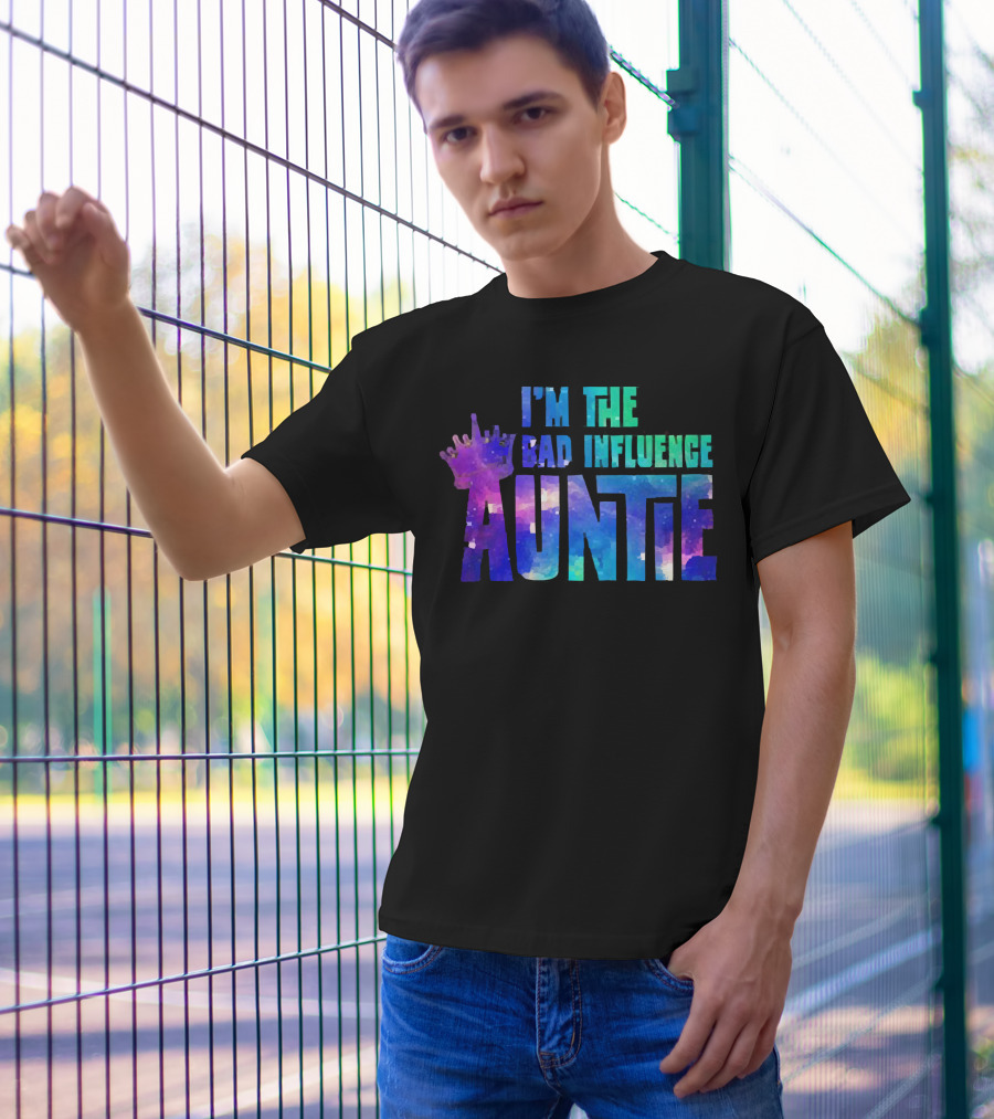 I’m The Bad Influence Auntie Crown Watercolor T-Shirt