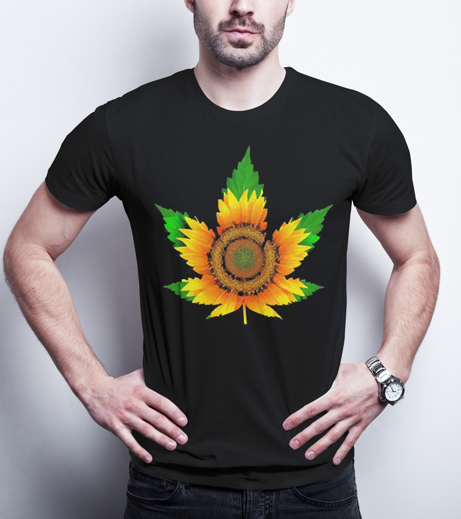 Weed Leaf Sunflower Beautiful T-Shirt